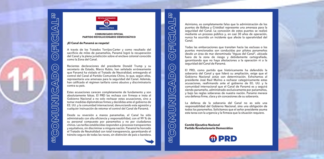 PRD Exige Al Gobierno Nacional Firmeza En La Defensa Del Canal De ...